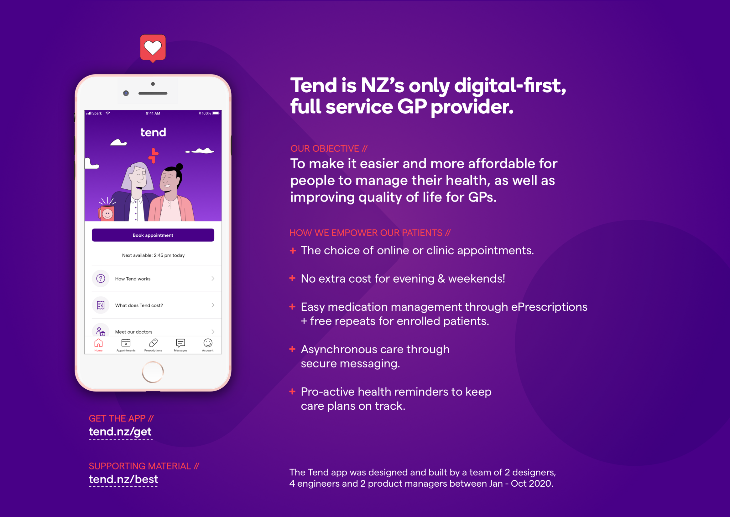 Tend patient app | Best Design Awards